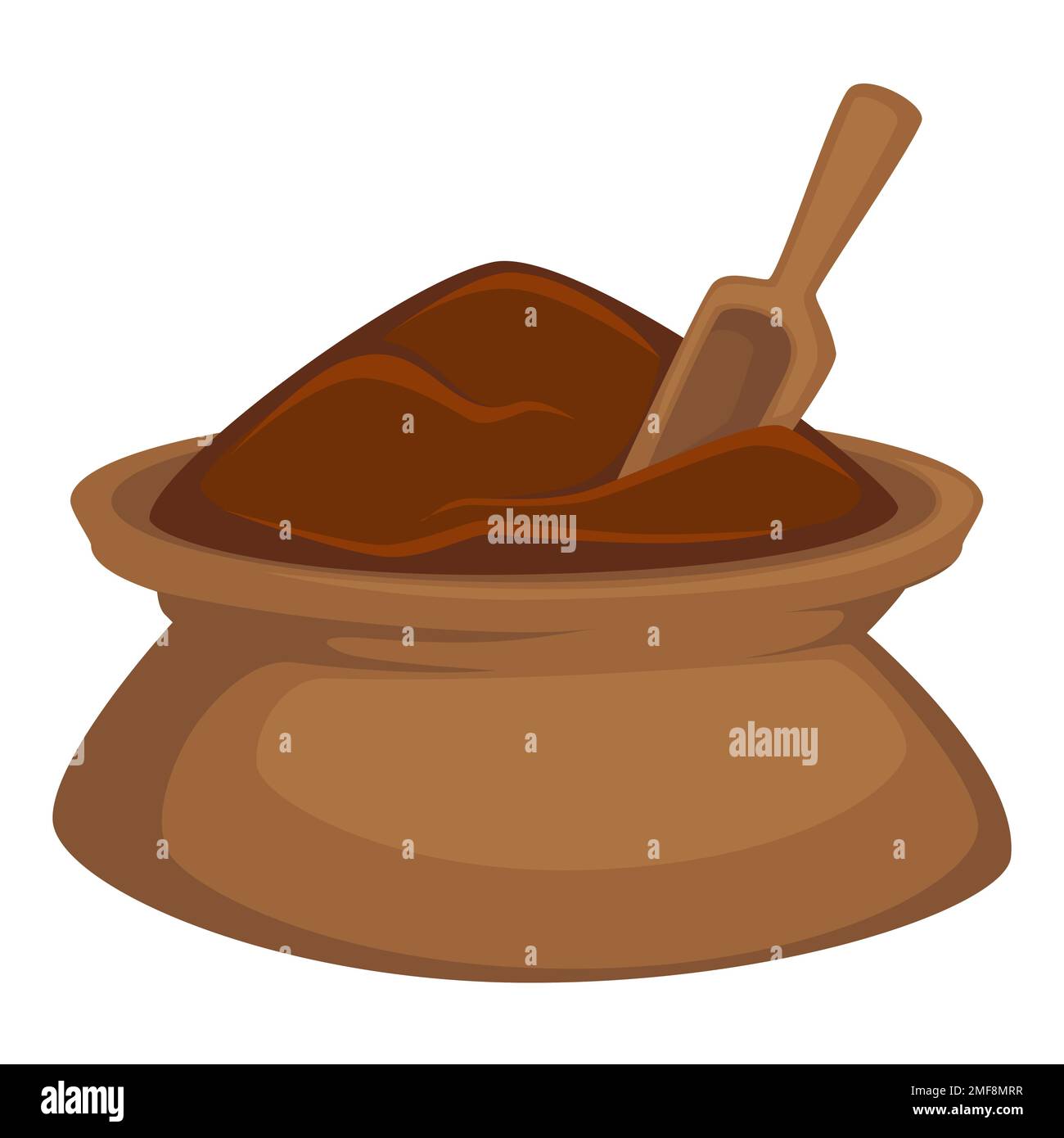 Chocolate cocoa powder in bag with spoon vector Stock Vector Image ...
