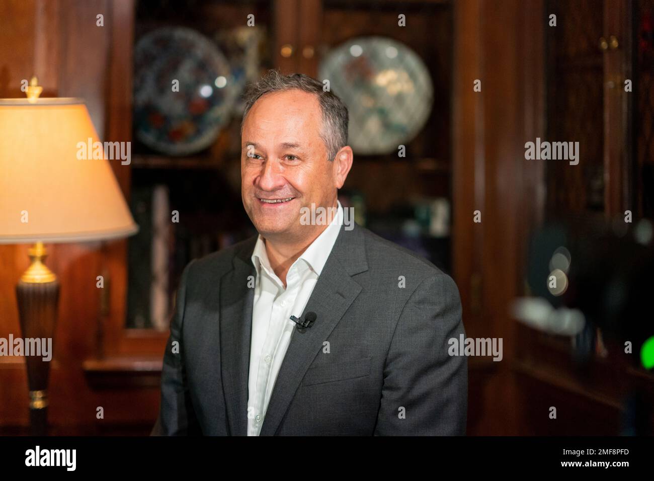 Reportage: Second Gentleman Douglas Emhoff records remarks for the ...