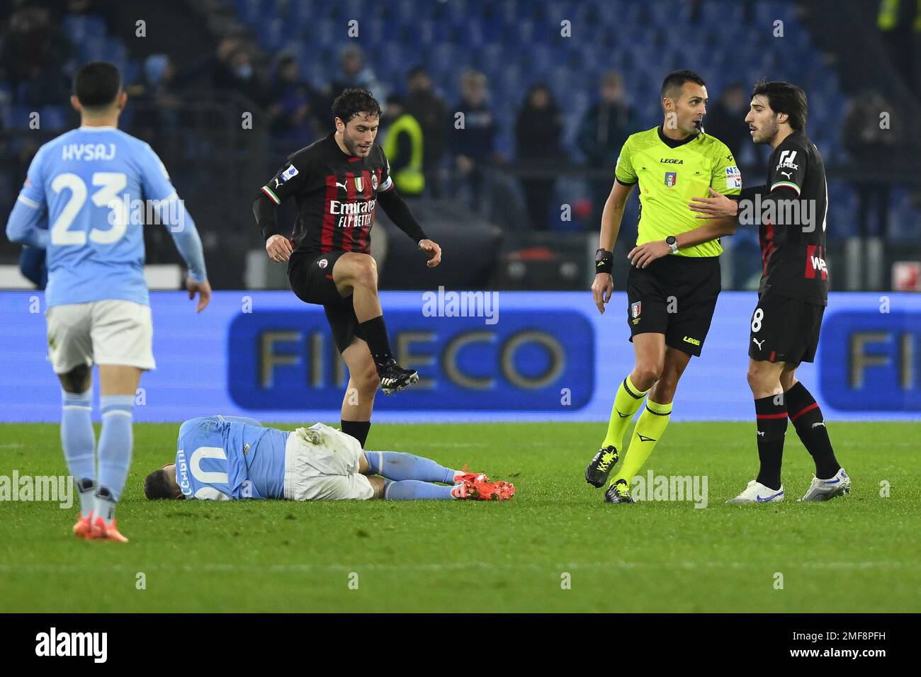 Referee Marco Di Bello during the 19th day of the Serie A Championship between S.S. Lazio vs A.C ...