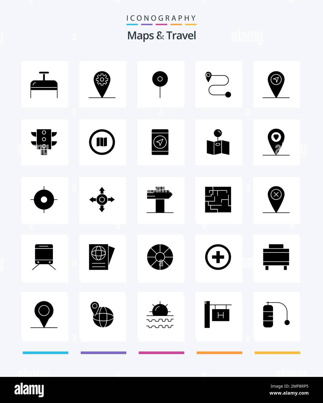 Creative Maps & Travel 25 Glyph Solid Black icon pack Such As map. find ...
