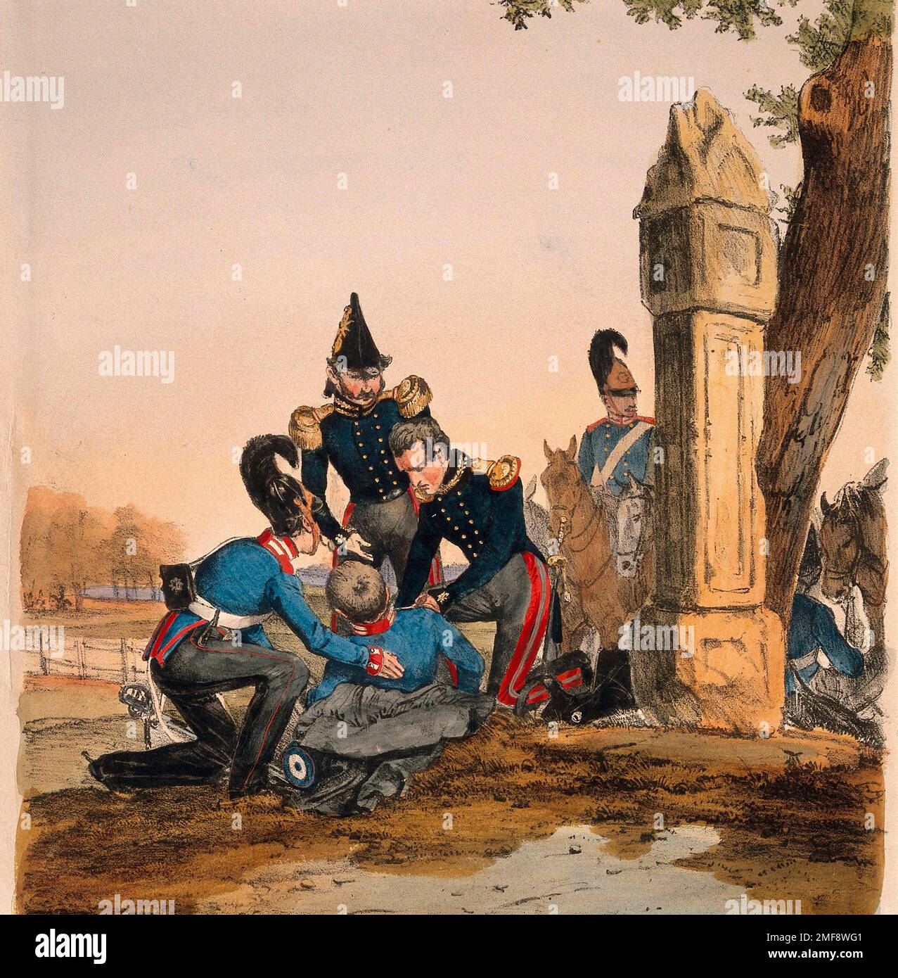 Wounded soldier, 19th century illustration Stock Photo - Alamy