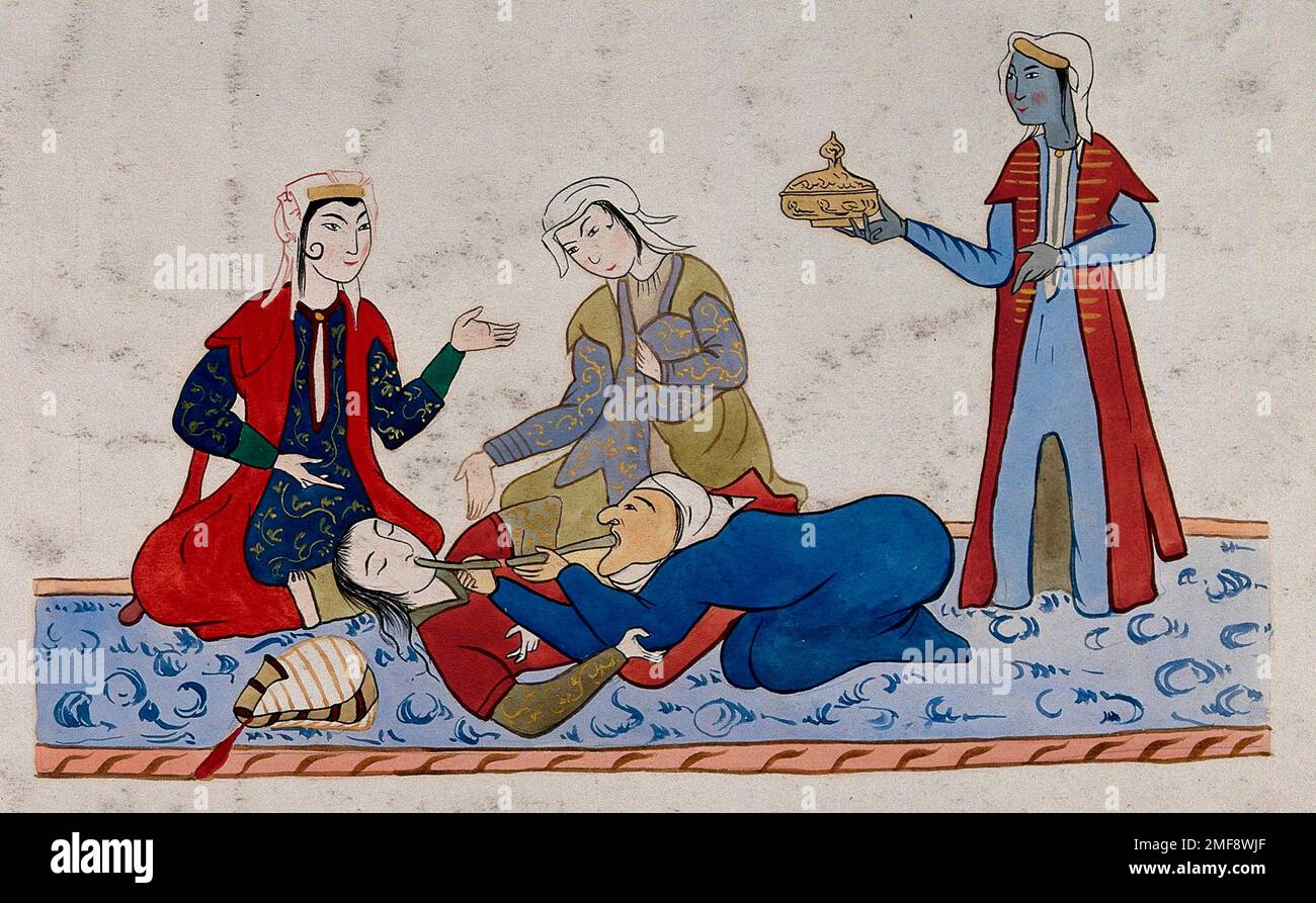 Doctor administering medication, 17th century illustration Stock Photo ...