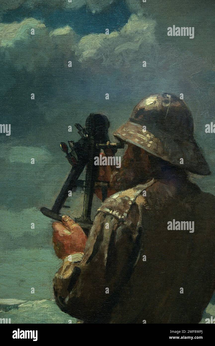 Sextant use, Winslow Homer, Eight Bells Stock Photo - Alamy