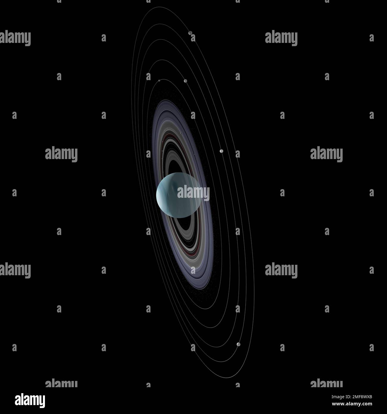 Uranus and moons, illustration Stock Photo - Alamy