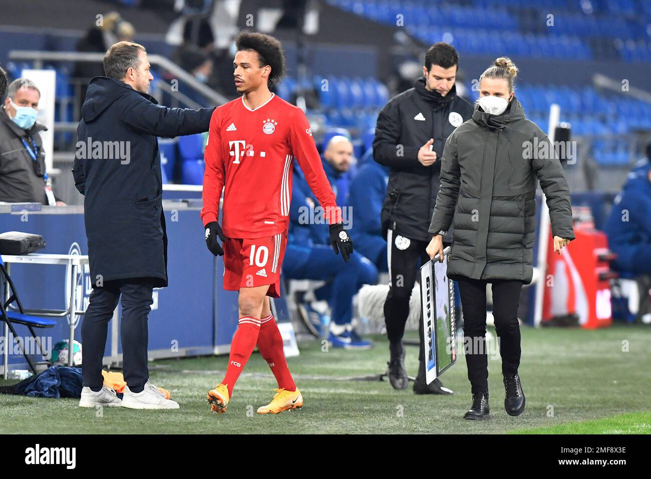 Bayern's Leroy Sane leaves the pitch during the German Bundesliga ...