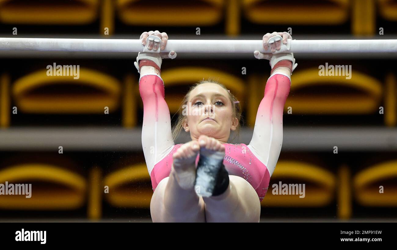 NC State's gymnast, Emily Shepard during a meet on Friday, Jan. 22 ...