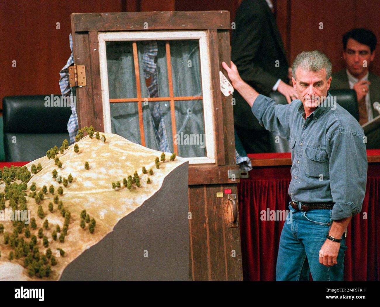 FILE - In this Sept. 6, 1995, file photo, Randy Weaver holds the door ...