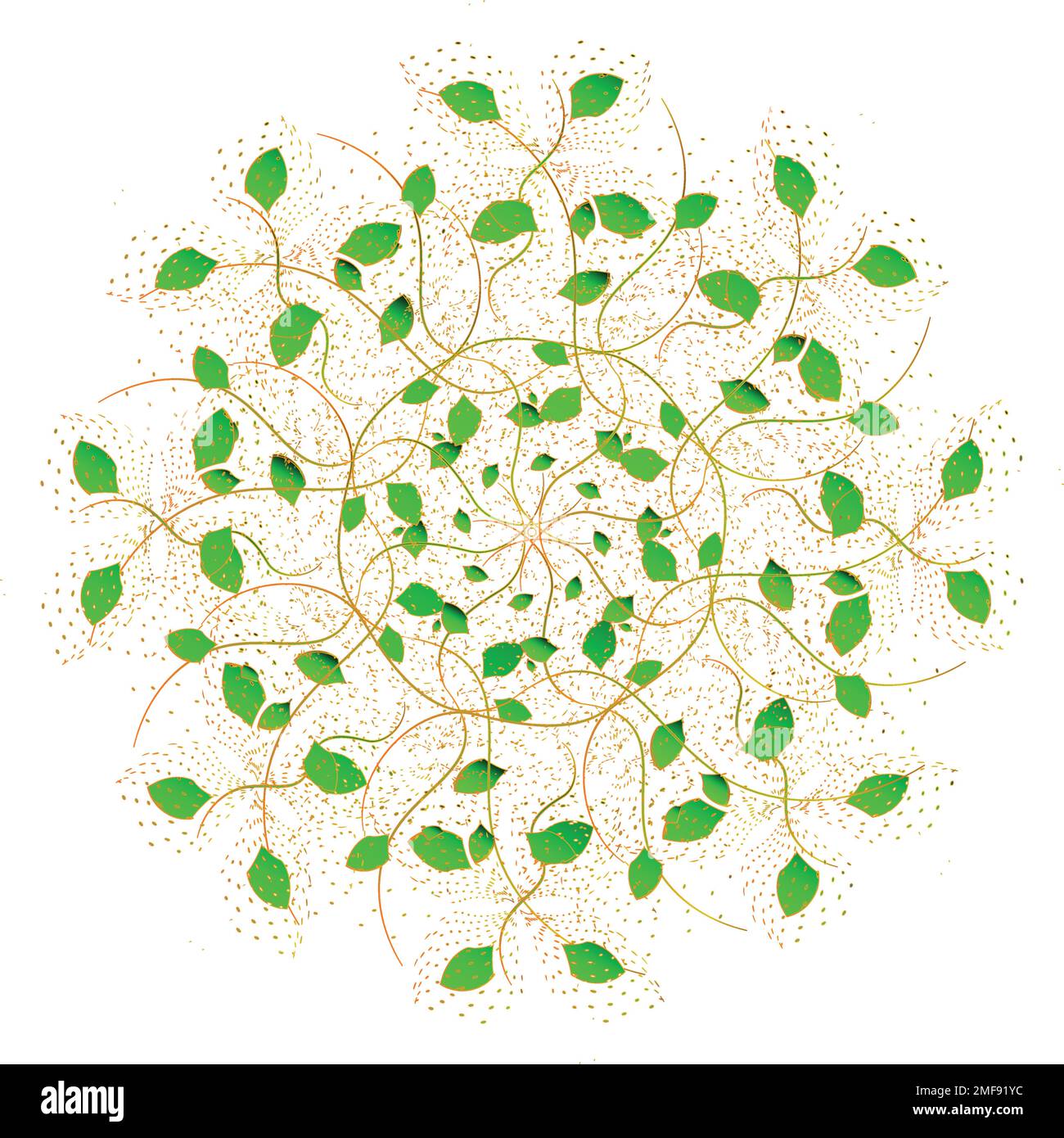 Green foliage mandala, Green and orange color gradient Stock Vector ...