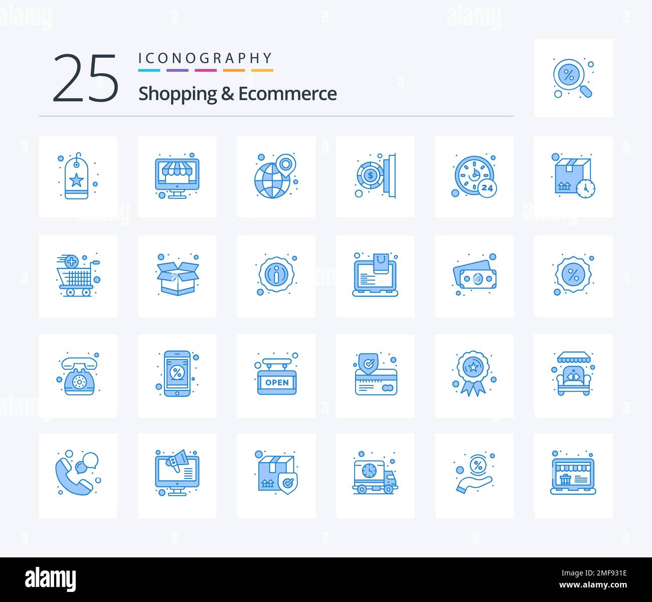 Shopping And Ecommerce 25 Blue Color icon pack including call. payment ...