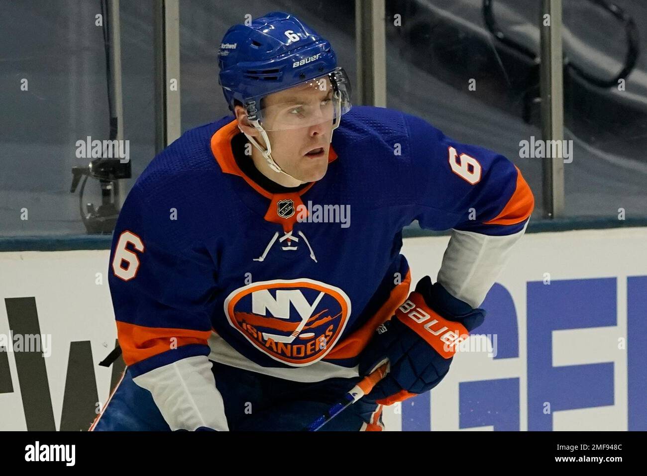New York Islanders' Ryan Pulock (6) during the first period of an NHL ...