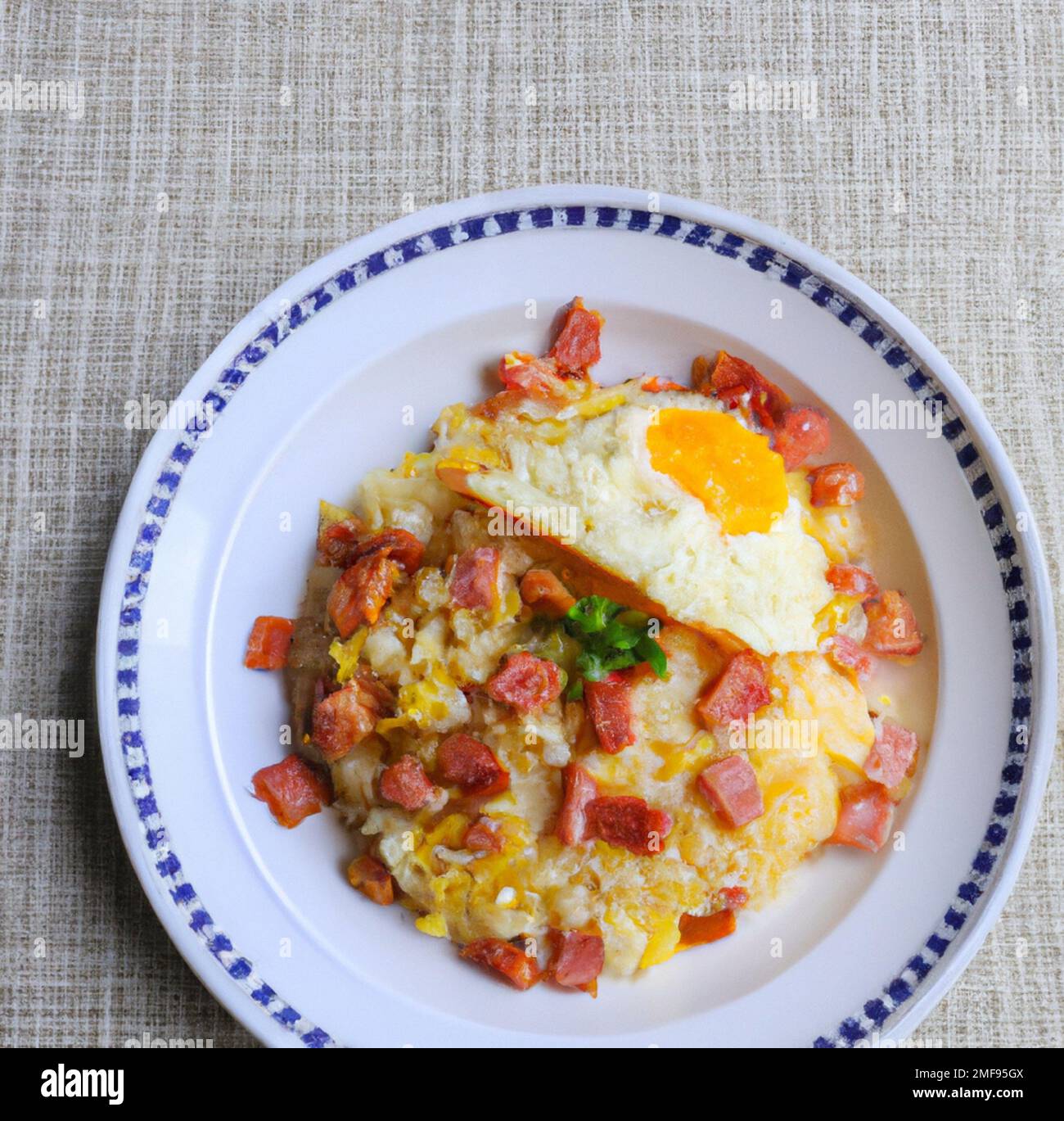 Fried Rice with Eggs and Bacon Stock Photo - Alamy
