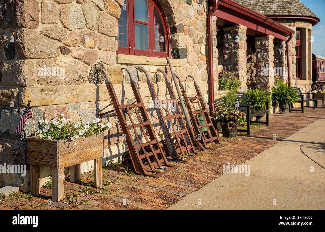 Abandon historic Standish Michigan passenger train station Stock Photo ...