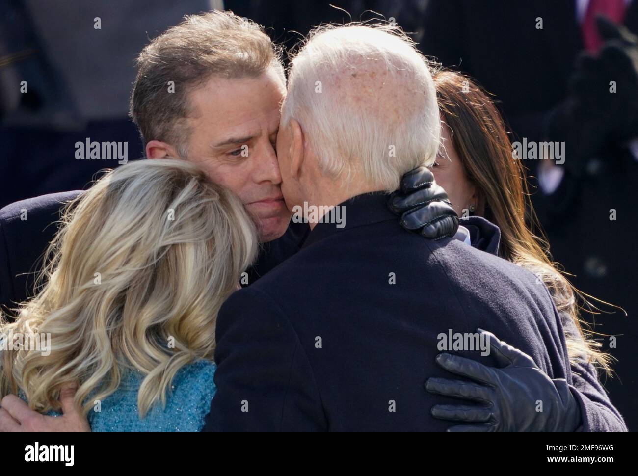 President Joe Biden hugs first lady Jill Biden, his son Hunter Biden ...