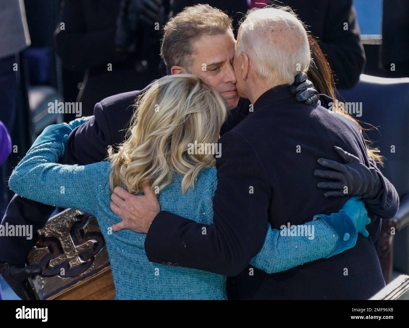 President Joe Biden hugs first lady Jill Biden, his son Hunter Biden ...