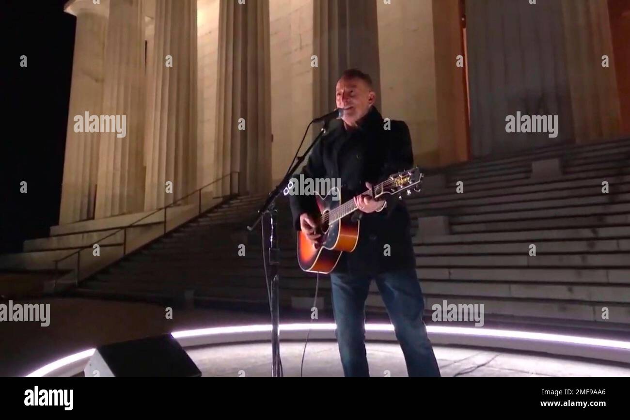 In this image from video, Bruce Springsteen performs during the ...