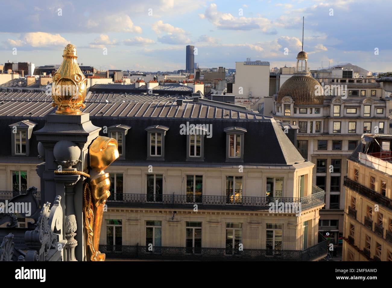 The view of Paris cityscape with Montparnasse Tower in the background ...