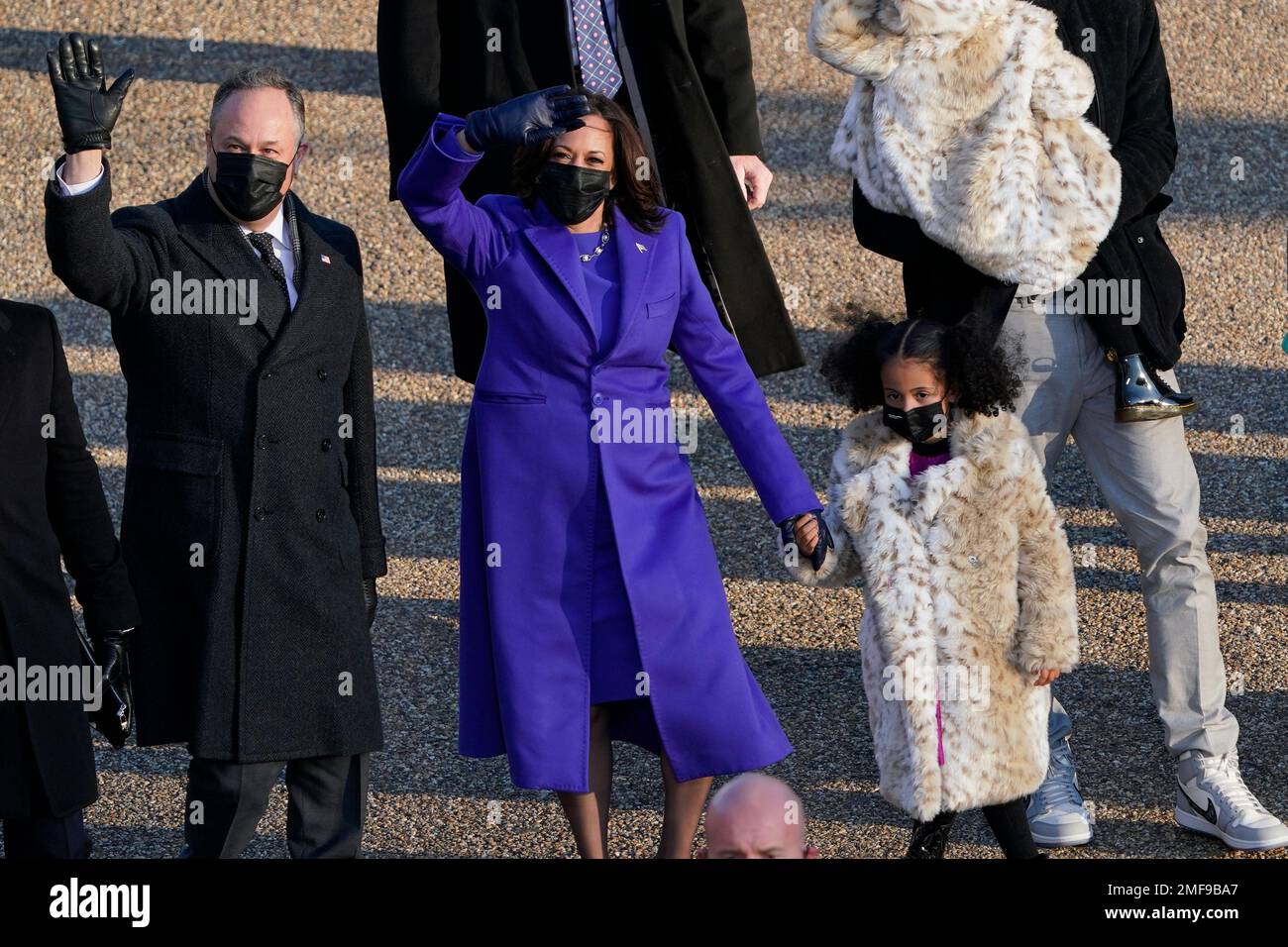 Vice President Kamala Harris and her husband Doug Emhoff walk in the ...