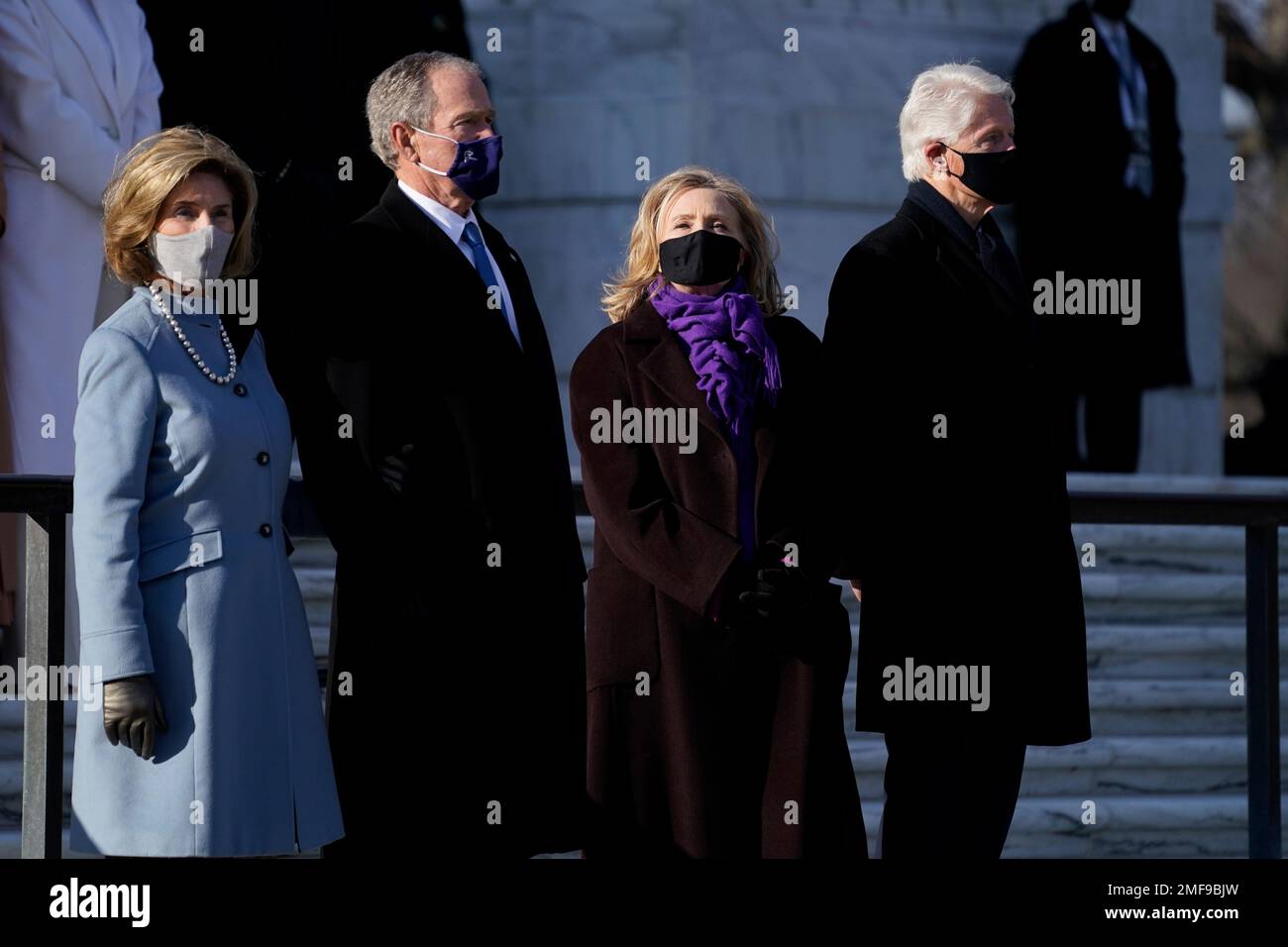 Former President George W. Bush and his wife Laura and former President ...