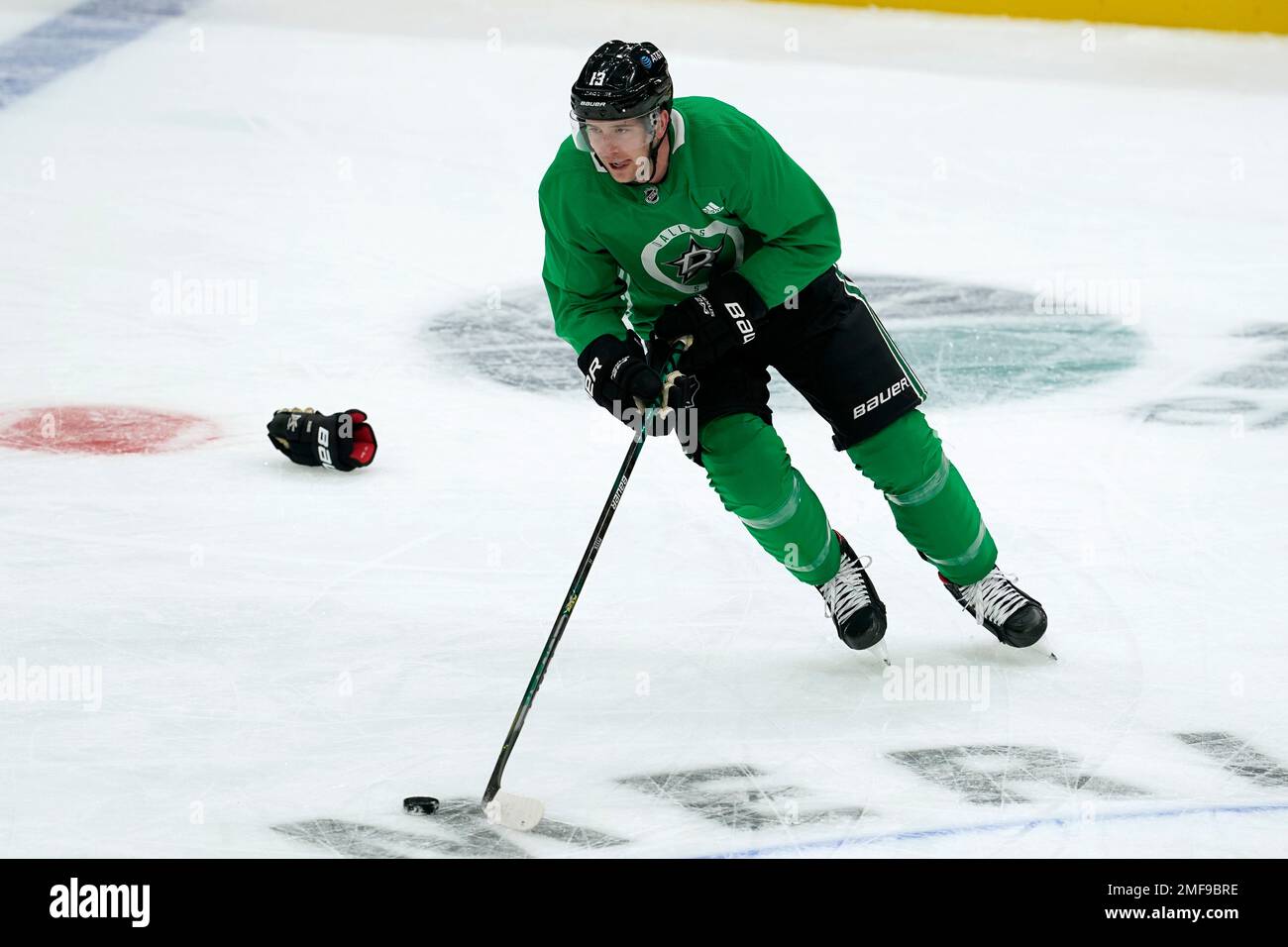 Dallas Stars' Mark Pysyk runs through a drill during NHL hockey ...