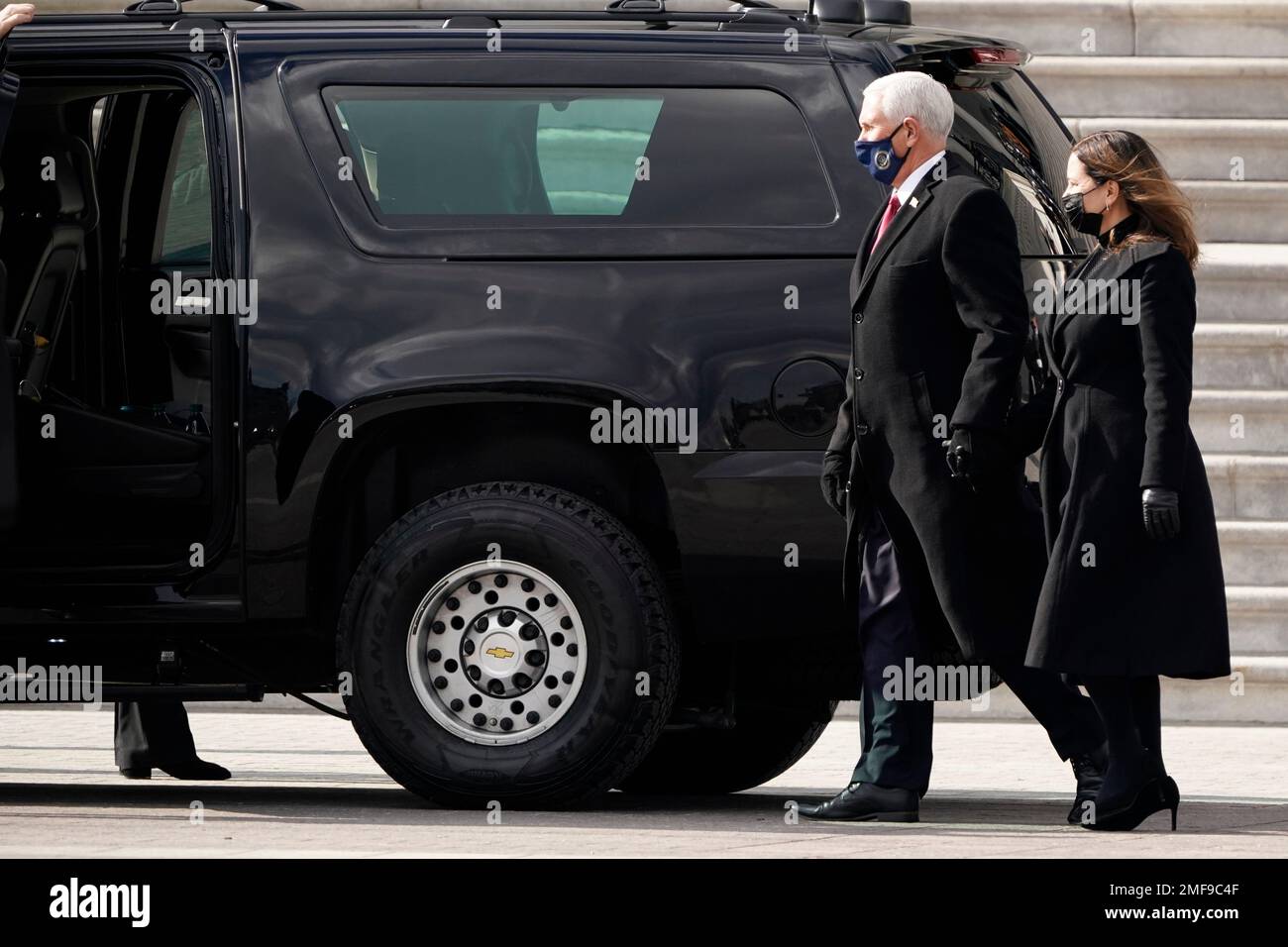 Former Vice President Mike Pence and his wife Karen Pence depart the ...