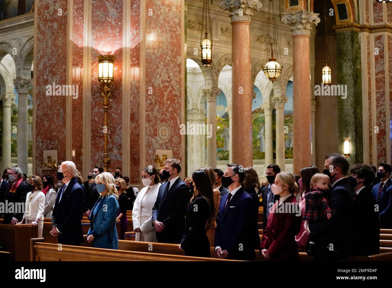 President-elect Joe Biden and his wife Jill Biden attend Mass with ...