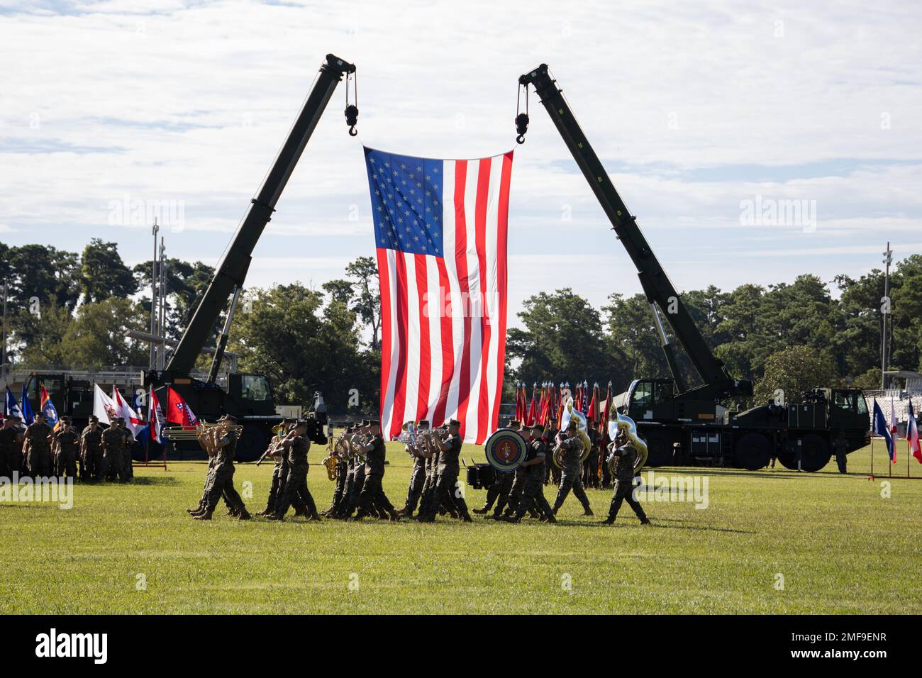 Marines from the 2nd Marine Division band play during the II MEF Change ...