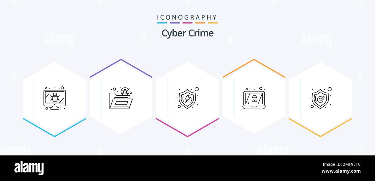 Cyber Crime 25 Line Icon Pack Including Safety Laptop Virus