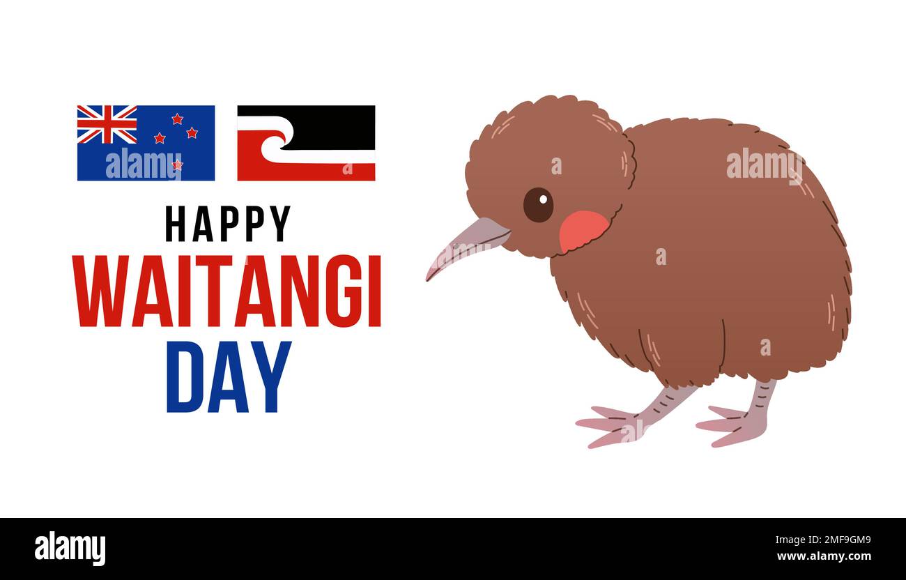 Happy Waitangi day vector design template background. New Zealand, kiwi ...