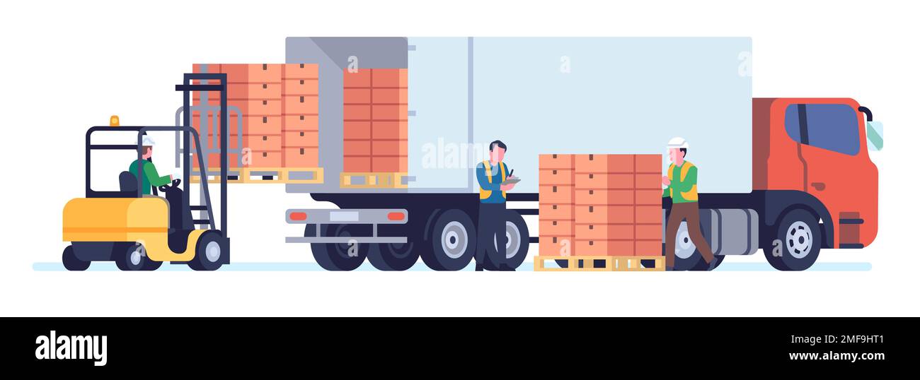 Forklift load boxes Stock Vector Images - Alamy
