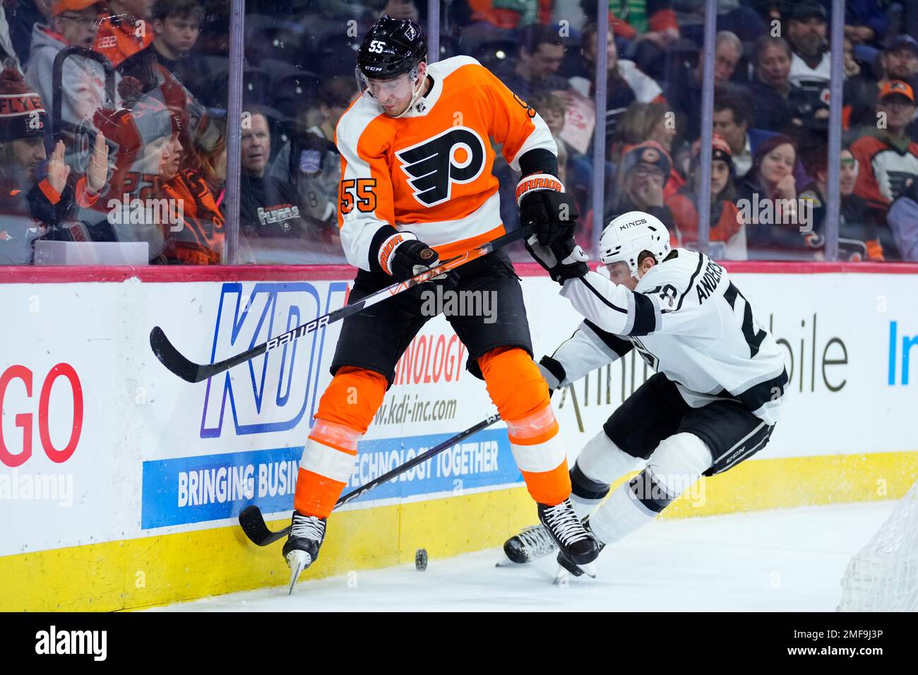 Philadelphia Flyers' Rasmus Ristolainen, left, and Los Angeles Kings ...