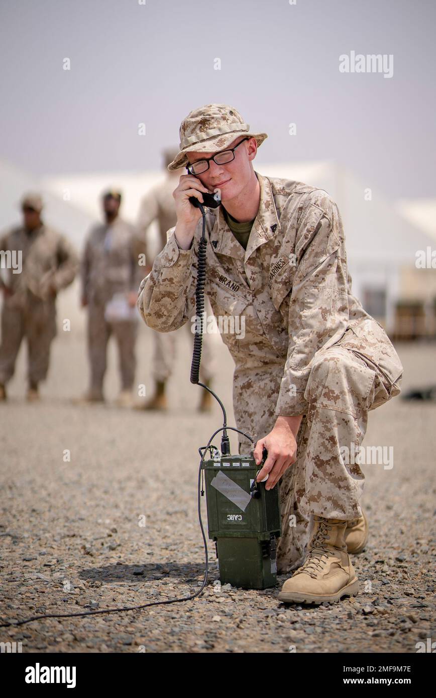 U.S. Marine Corps Cpl. Dominic Brand, a radio operator with Combat ...