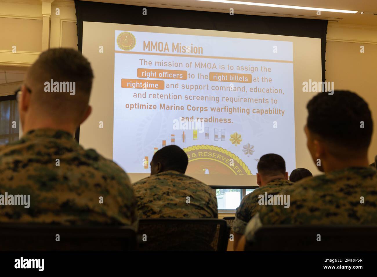 U.S. Marines participate in a Manpower Management Officer Assignment ...