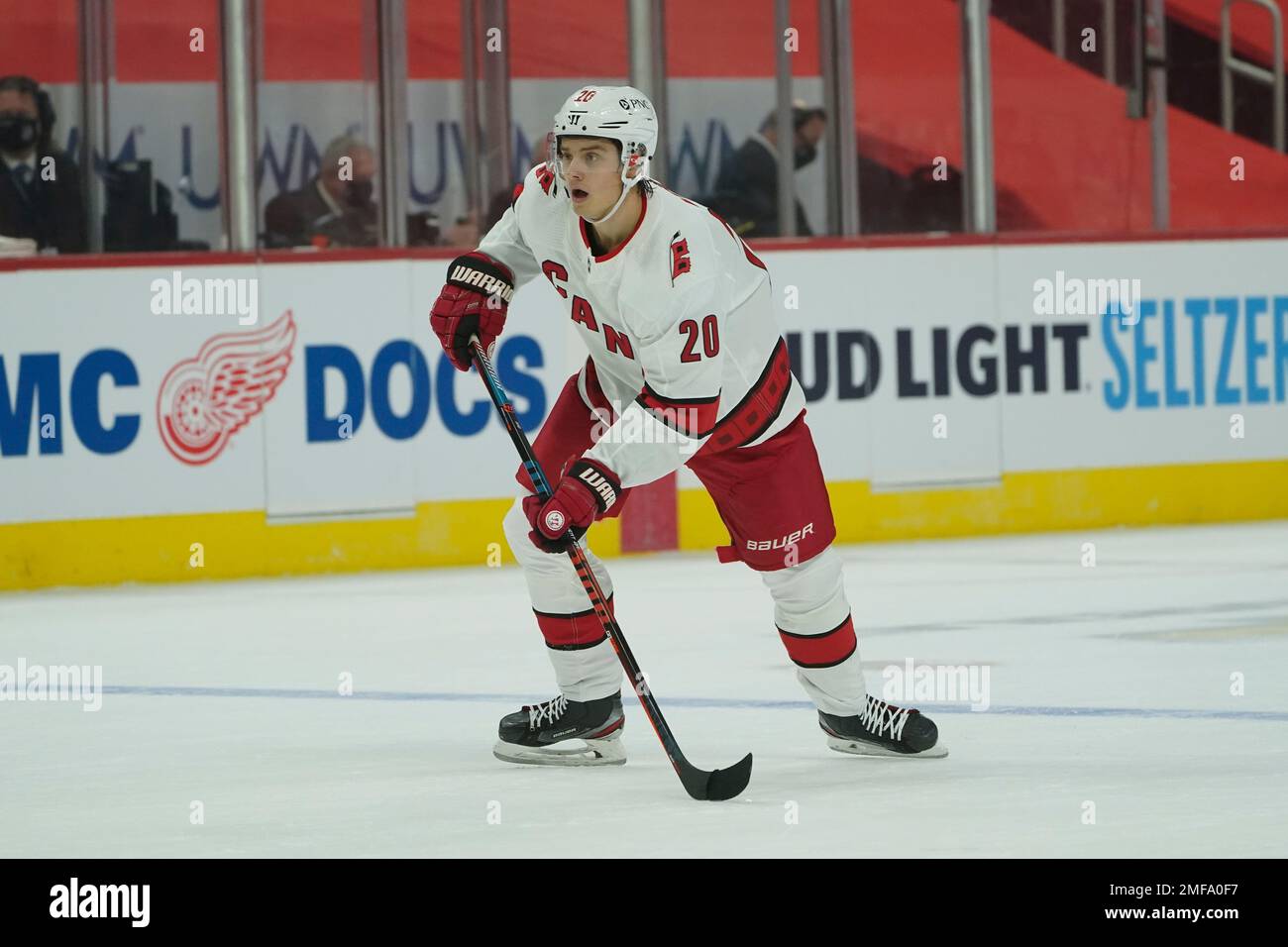 Carolina Hurricanes right wing Sebastian Aho plays against the Detroit ...