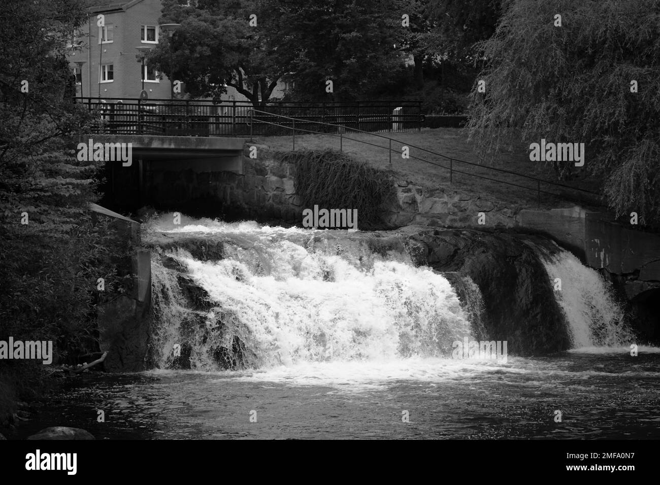 Vegetation and waterfall Black and White Stock Photos & Images - Alamy