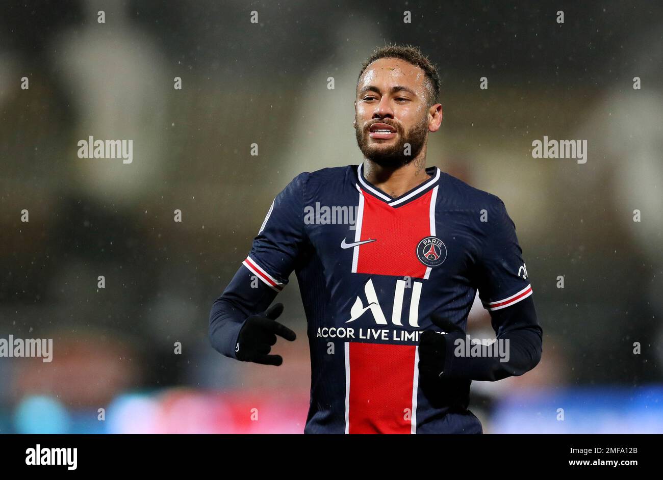 PSG's Neymar runs during the French League One soccer match between ...