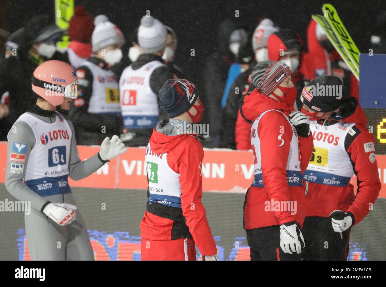 Austria's team celebrate after winning the team competition of the FIS ...