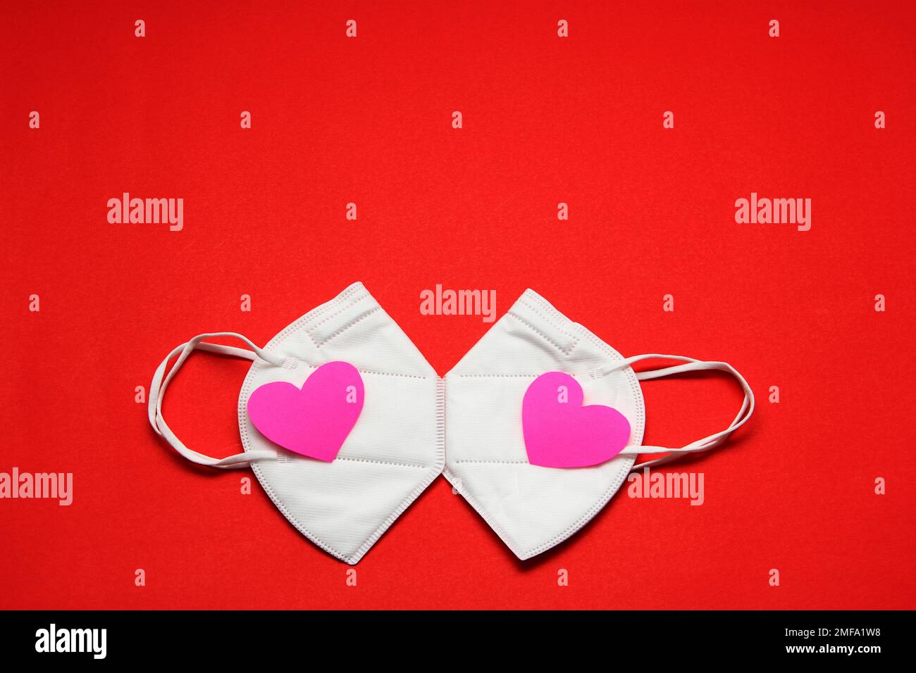 Love in times of pandemic and covid, kn95 protection mask with hearts ...