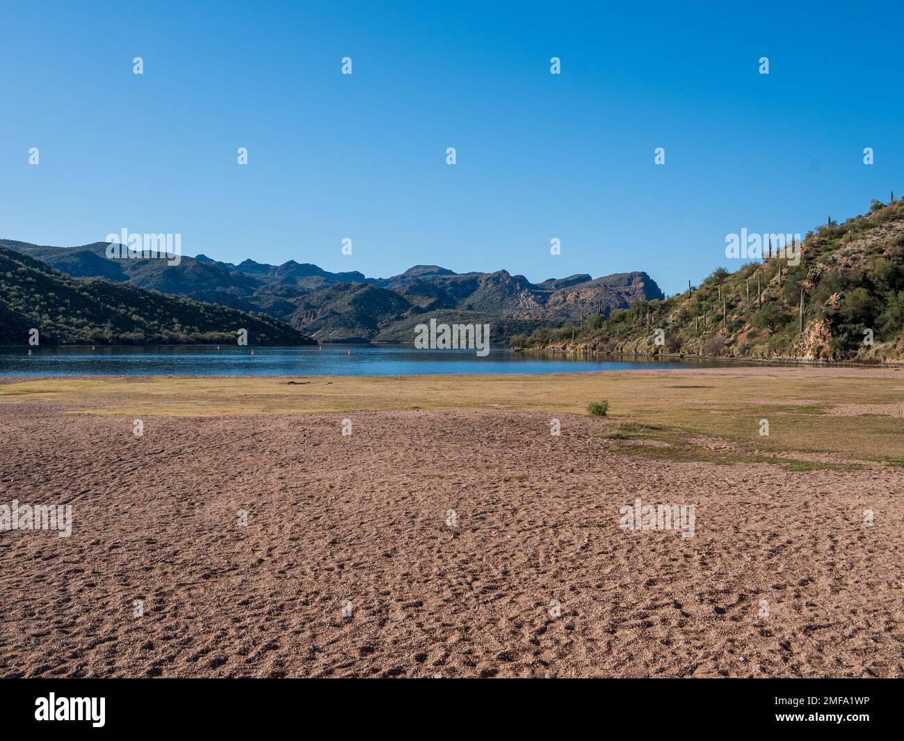 Saguaro Lake near Phoenix Arizona is a dammed water recreation area ...