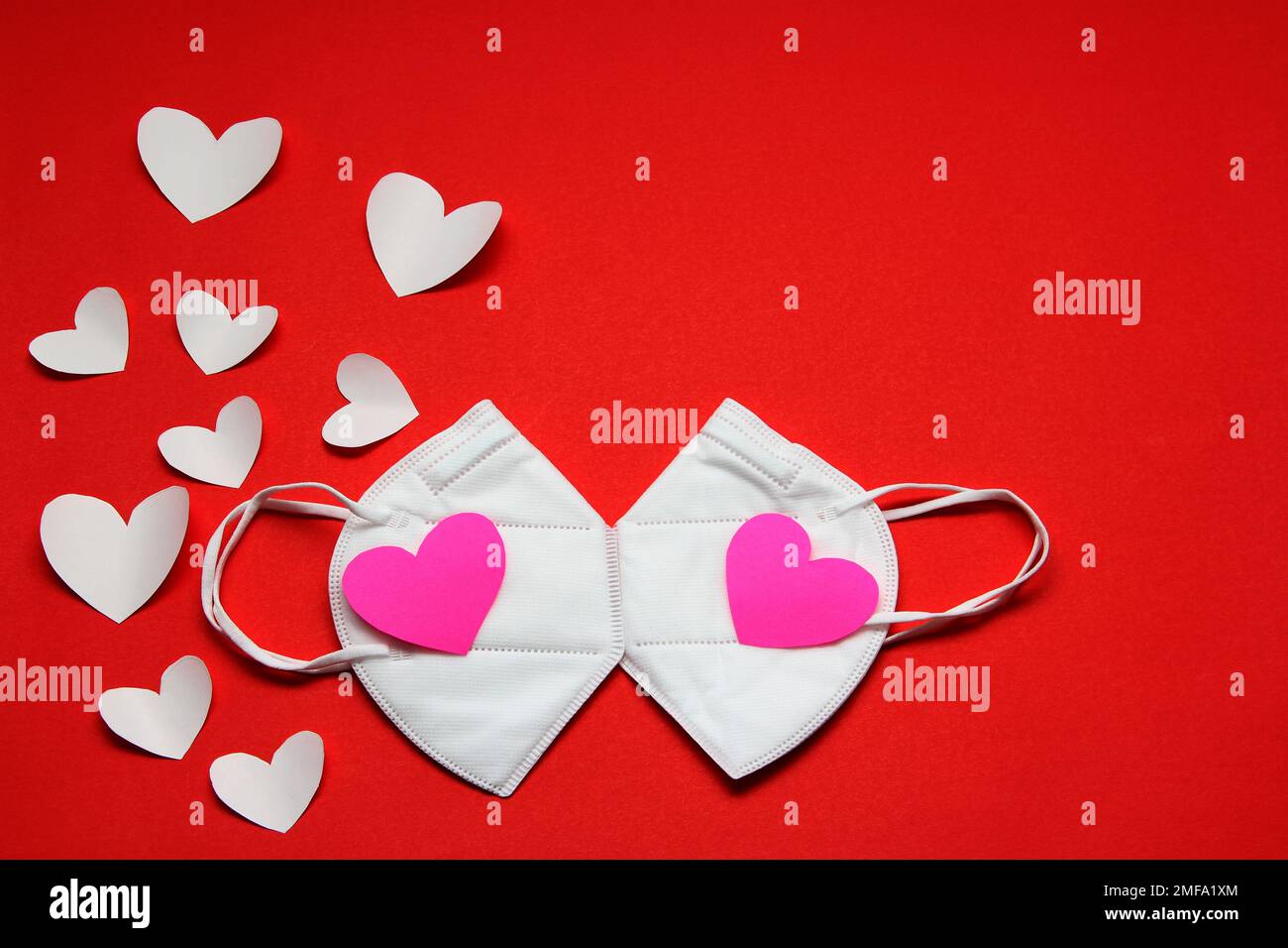 Love in times of pandemic and covid, kn95 protection mask with hearts ...