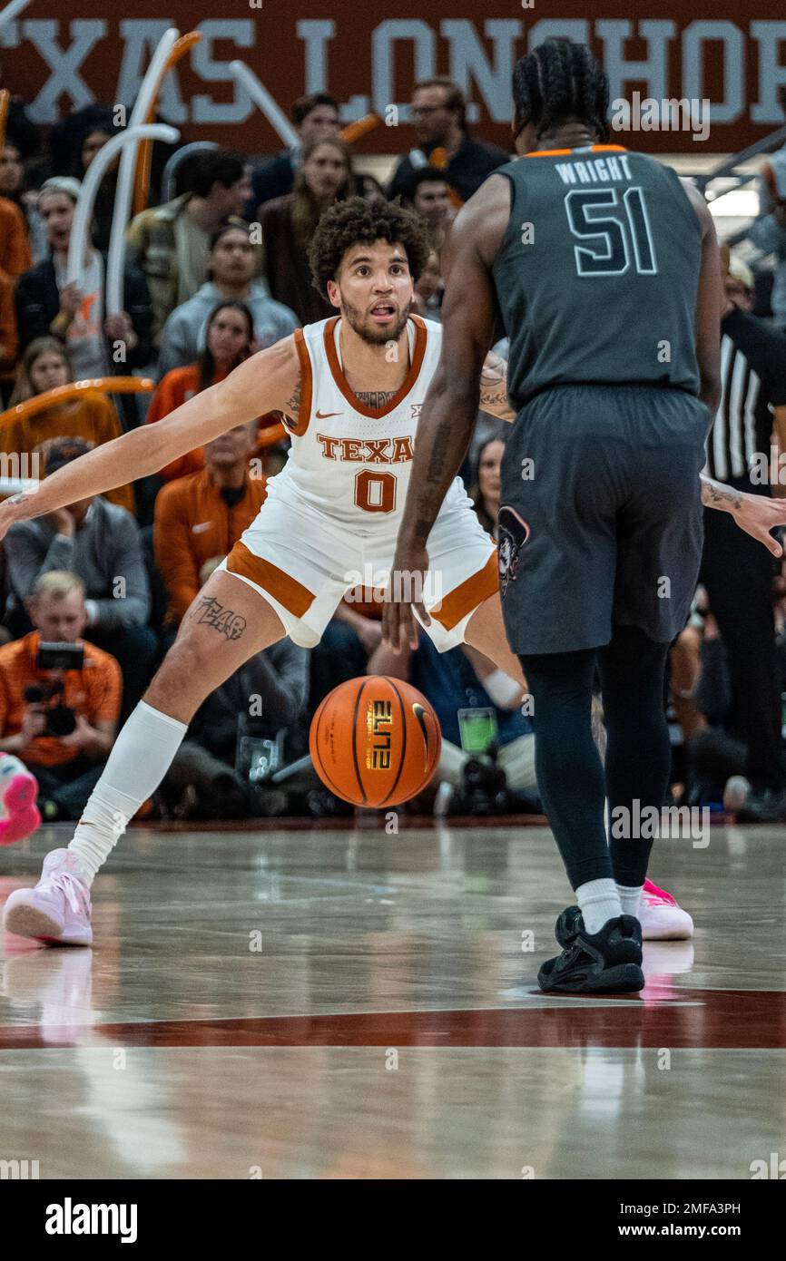 Texas, USA. 24th Jan, 2023. Timmy Allen #0 of the Texas Longhorns in ...