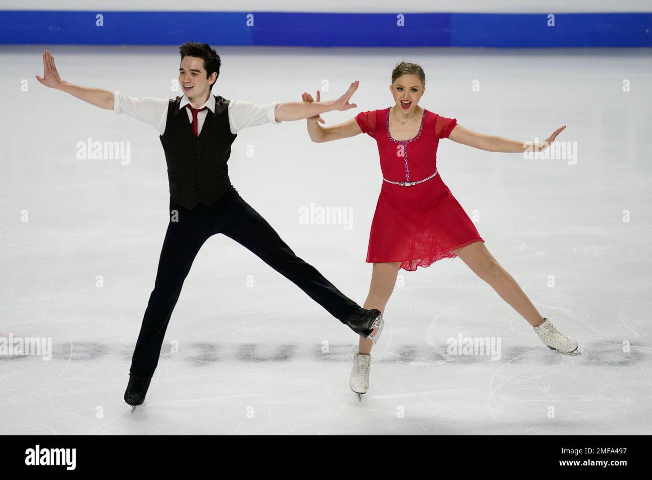 Breelie Taylor and Tyler Vollmer perform during the rhythm dance ...