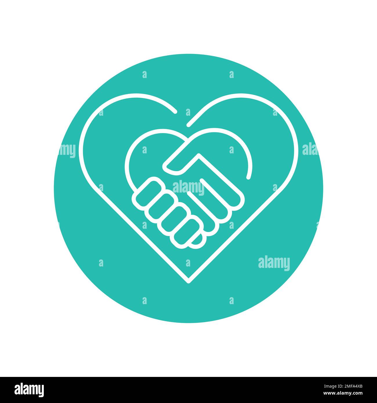 Handshake and heart line icon. Business crowdfunding and Finance ...