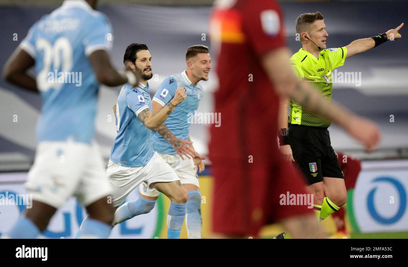 Lazio's Luis Alberto, 2nd left, celebrates after scoring his sides ...