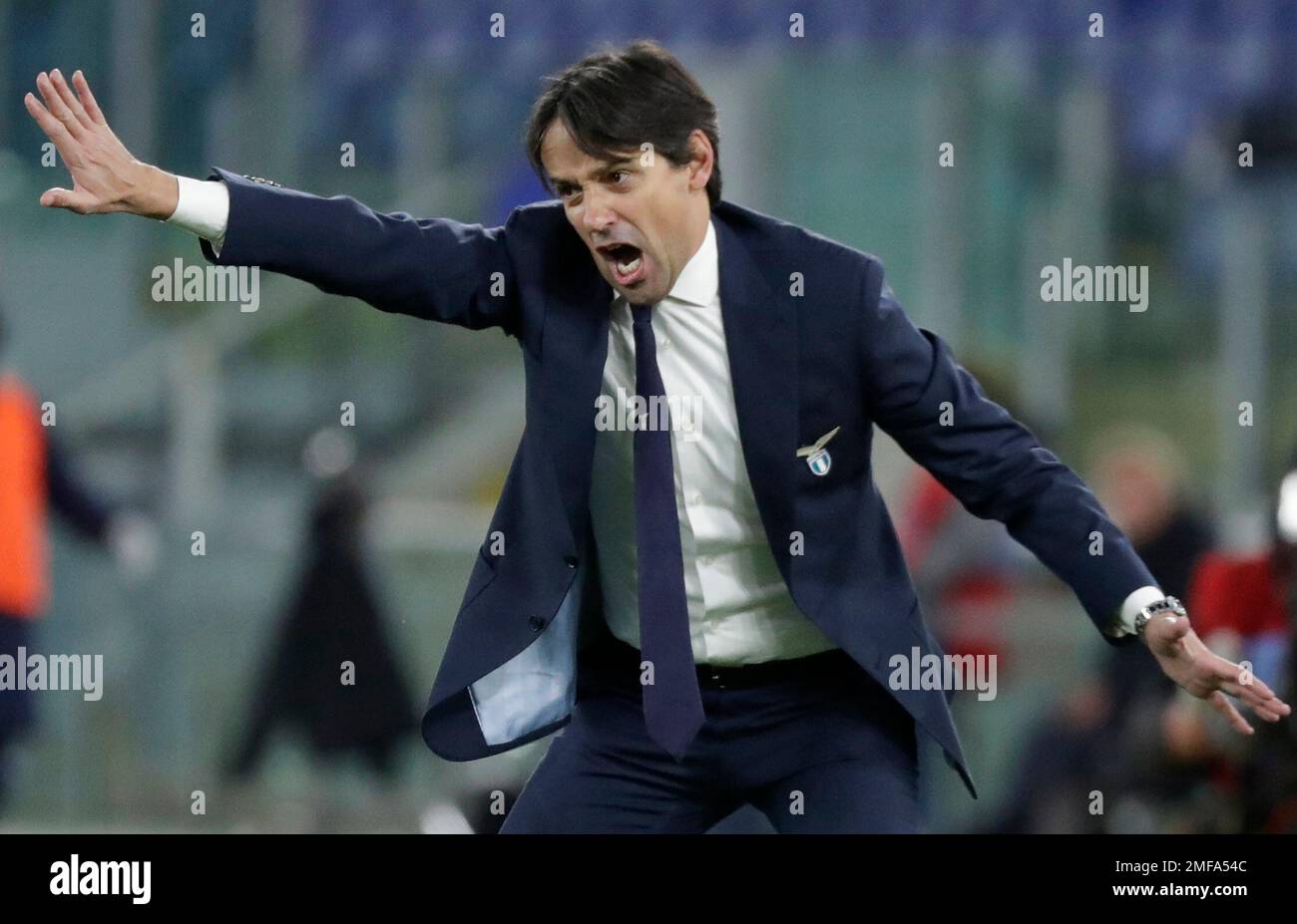 Lazio's head coach Simone Inzaghi gestures during the Serie A soccer ...