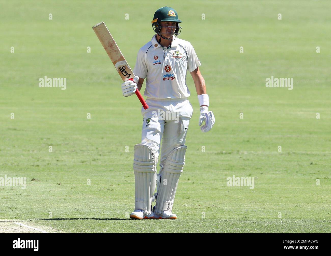 Australia's Marnus Labuschagne gestures after reaching 50 runs during ...