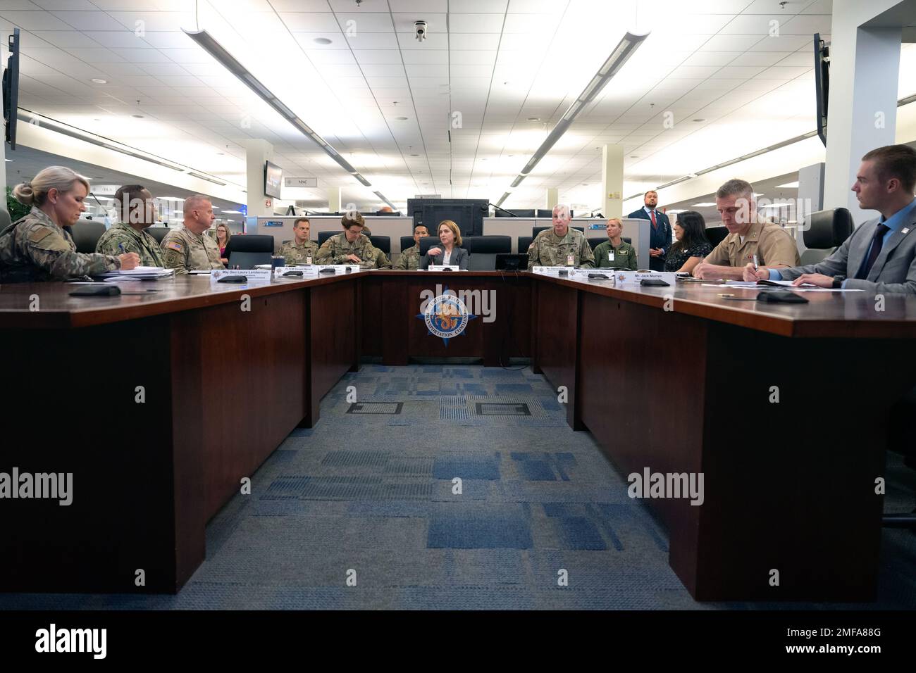 Deputy Secretary of Defense Kathleen H. Hicks meets with the commander ...