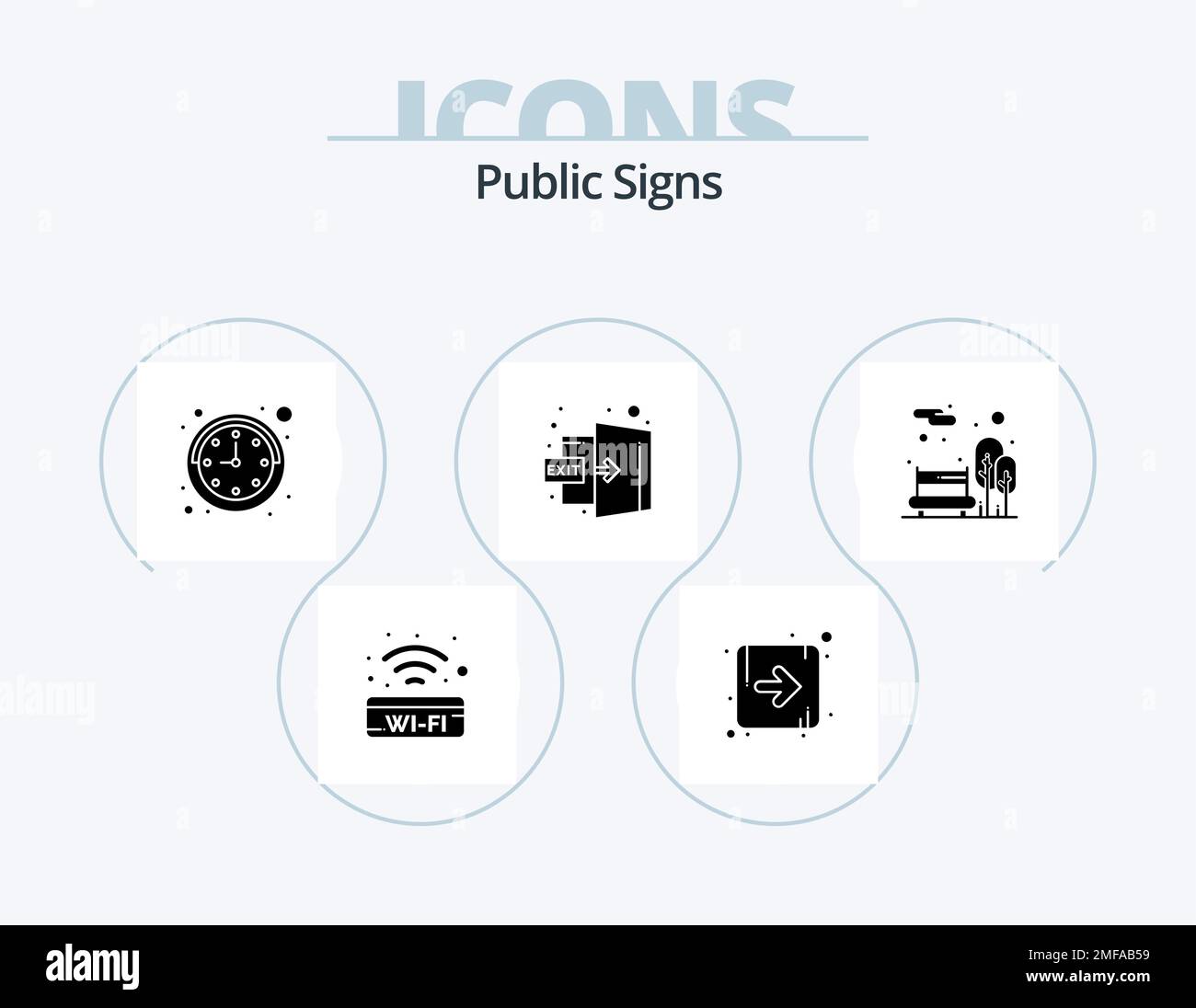 Public Signs Glyph Icon Pack 5 Icon Design. public. city park. time ...