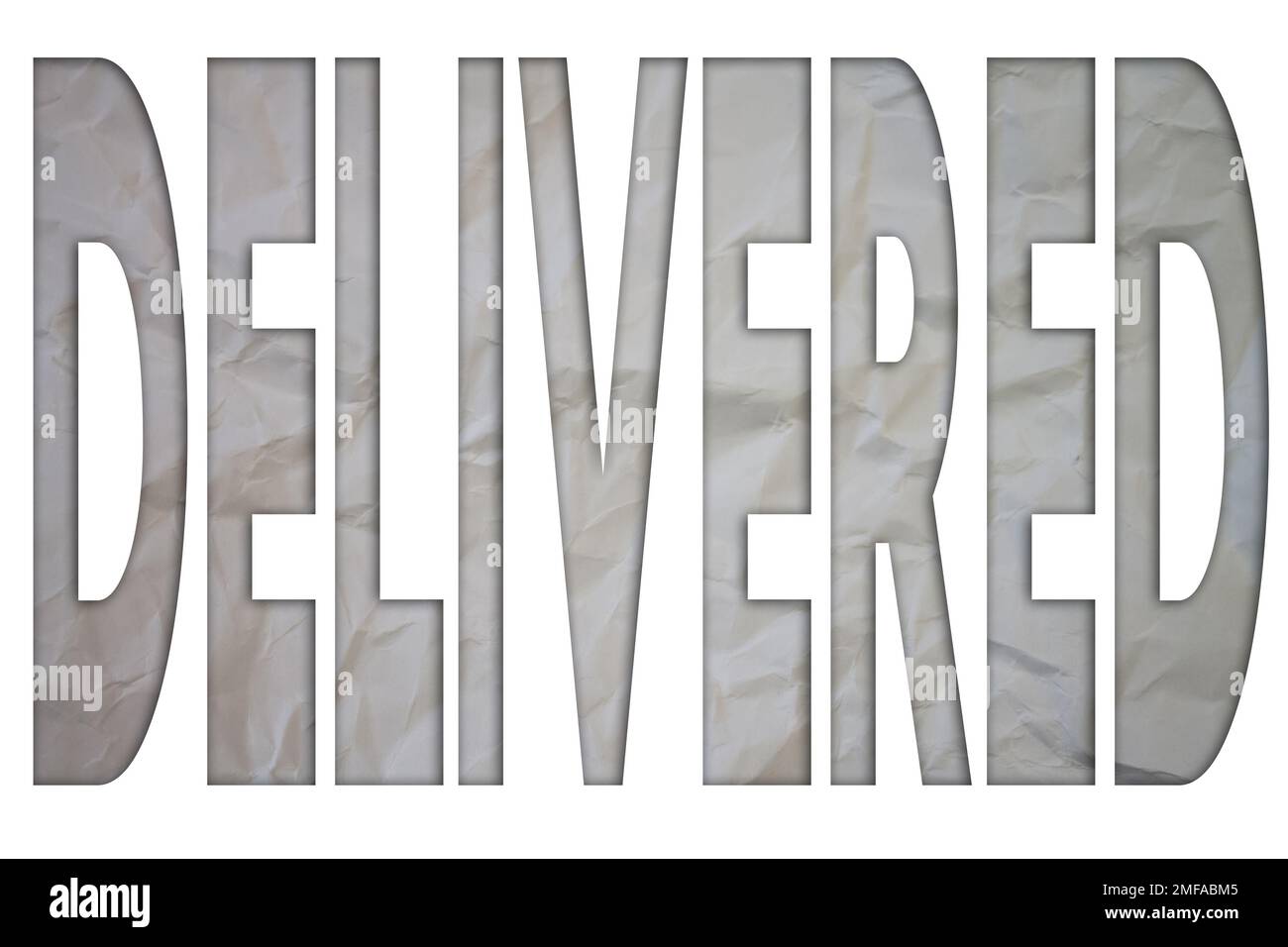 Delivered text with Torn, Crumpled White Paper on colored background ...