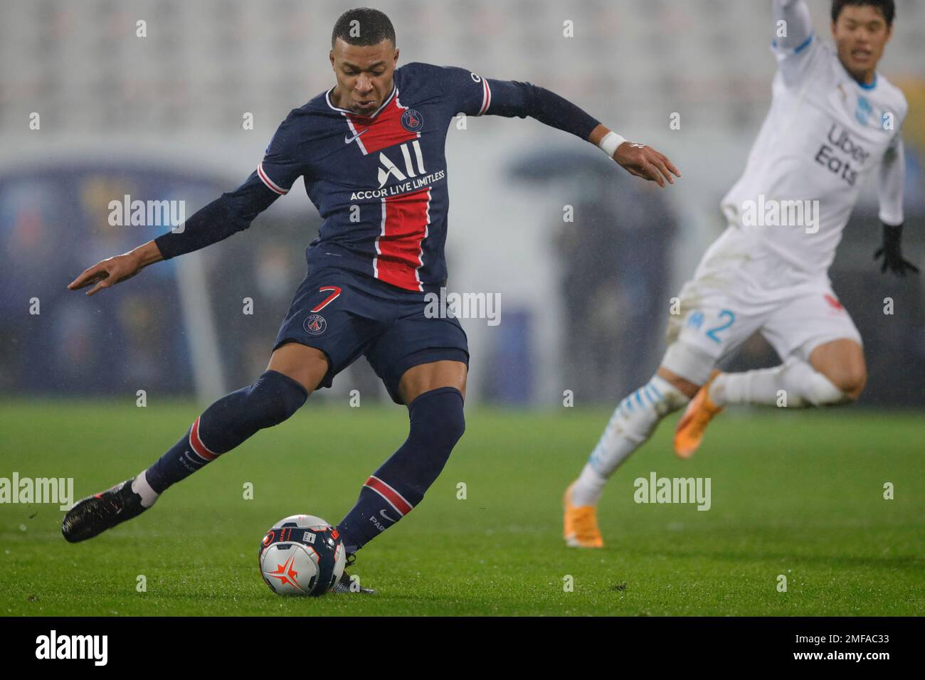 PSG's Kylian Mbappe in action during the Champions Trophy soccer match ...