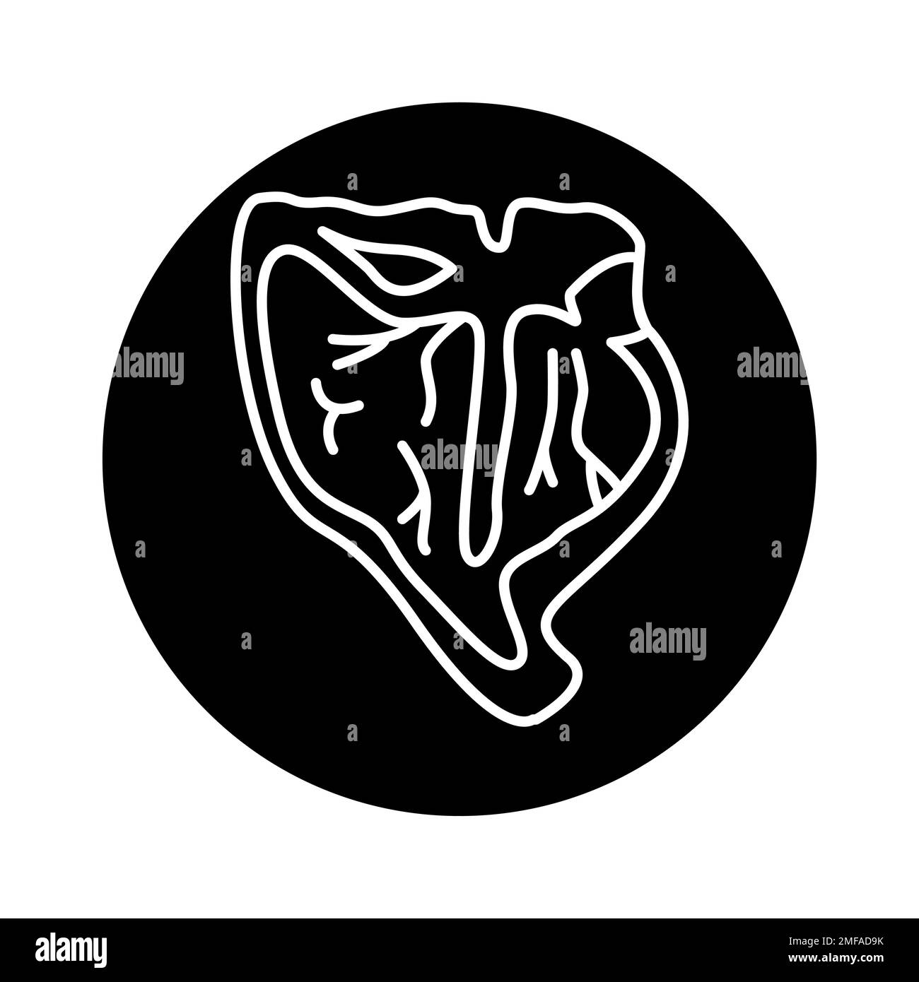 Steak beef porterhouse color line icon. Cutting meat. Pictogram for web ...